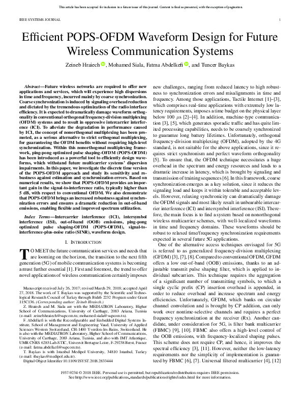 (PDF) Efficient POPS-OFDM Waveform Design for Future Wireless ...