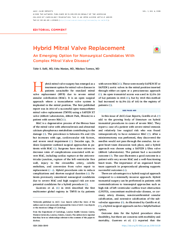 (PDF) Hybrid Mitral Valve Replacement