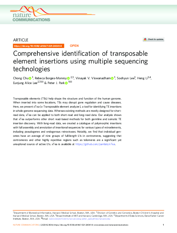(PDF) Comprehensive identification of transposable element insertions using multiple sequencing ...