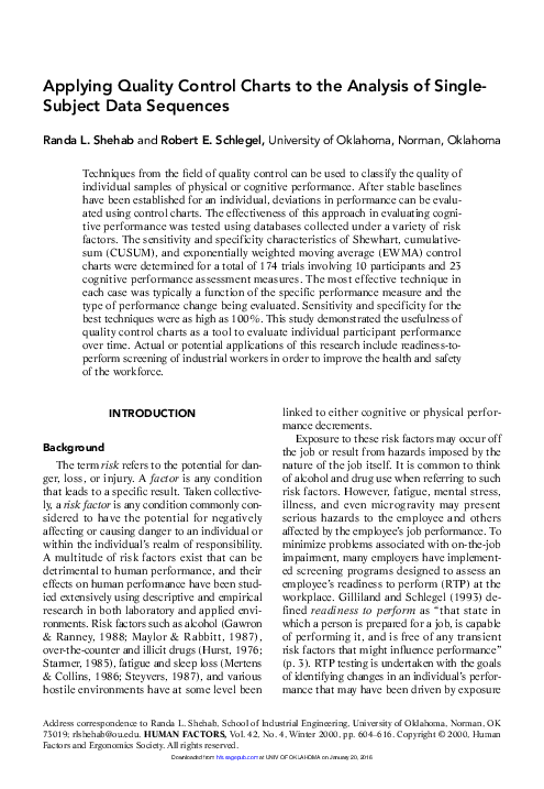 (PDF) Applying Quality Control Charts to the Analysis of Single-Subject ...