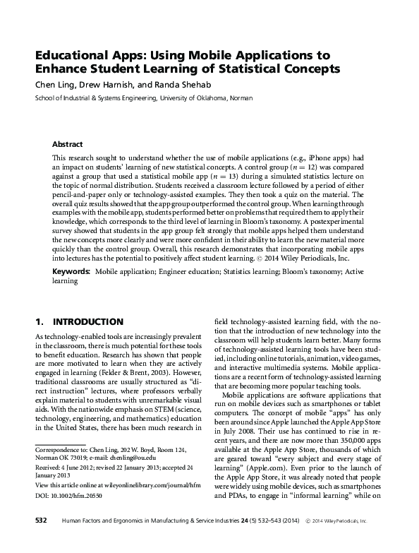 (PDF) Educational Apps: Using Mobile Applications to Enhance Student ...