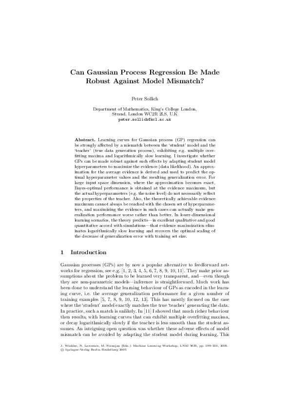 (PDF) Robust Gaussian Process Regression Against Mismatch