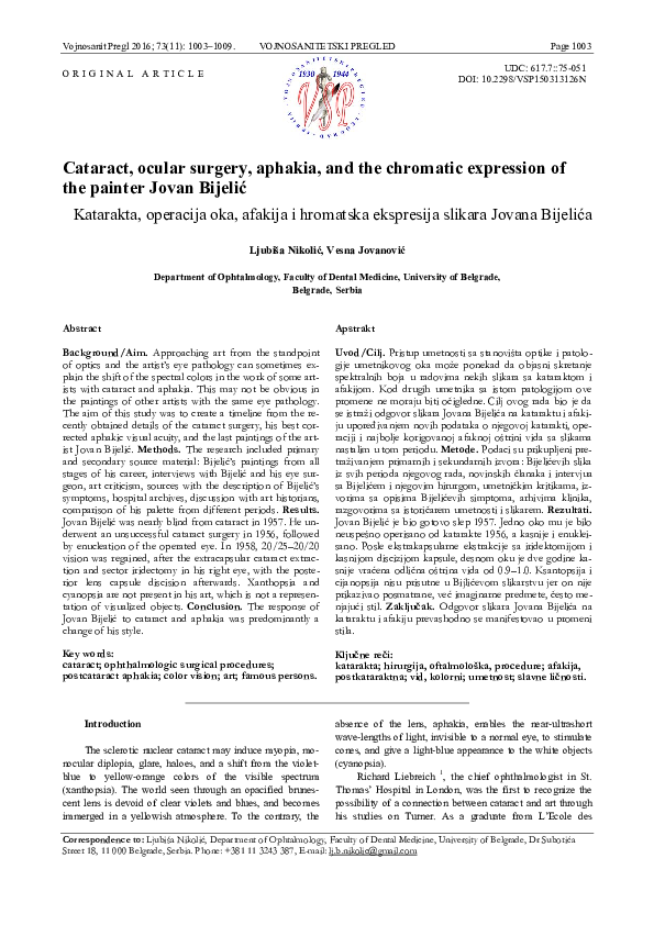 (PDF) Cataract, ocular surgery, aphakia, and the chromatic expression ...