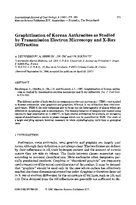 (PDF) Graphitization of Korean anthracites as studied by transmission ...