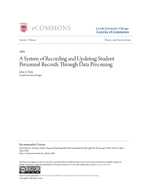 (PDF) A System of Recording and Updating Student Personnel Records ...