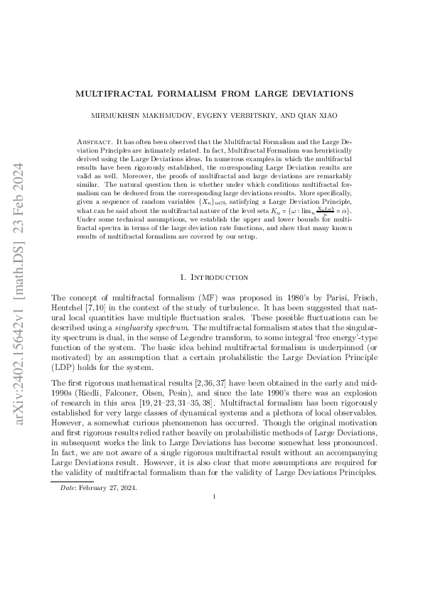 (PDF) Connecting Multifractal Formalism and Deviations