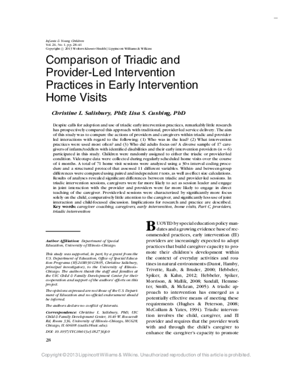 (PDF) Comparison of Triadic and Provider-Led Intervention Practices in ...
