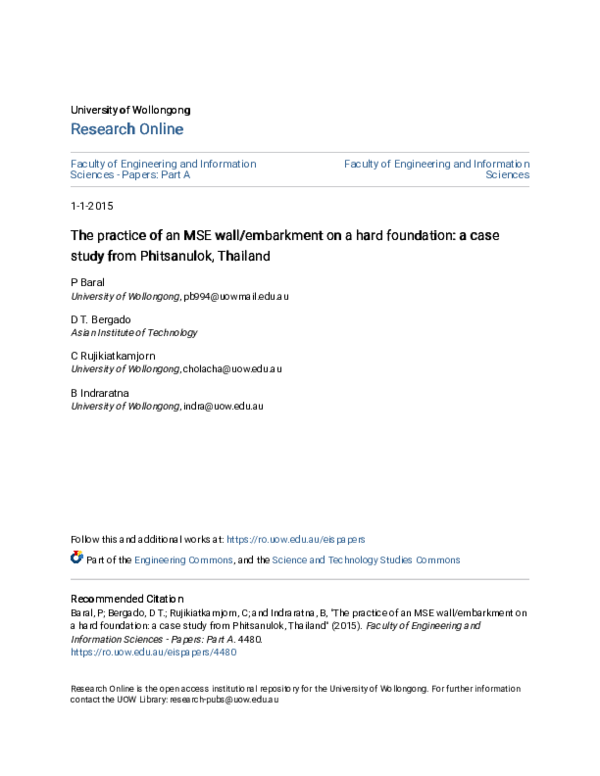 (PDF) The practice of an MSE wall/embarkment on a hard foundation: a ...