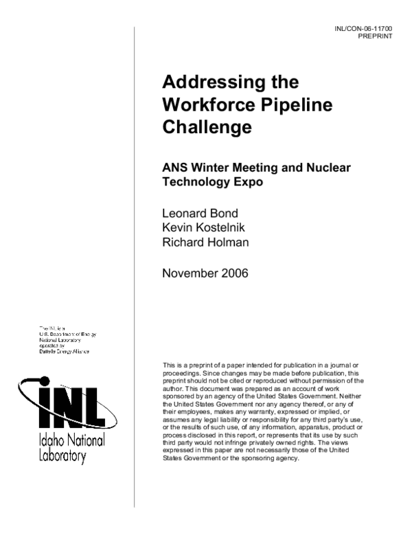 (PDF) Addressing the workforce pipeline challenge