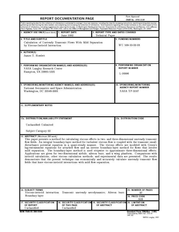 Pdf Calculation Of Unsteady Transonic Flows With Mild Separation By Viscous Inviscid Interaction