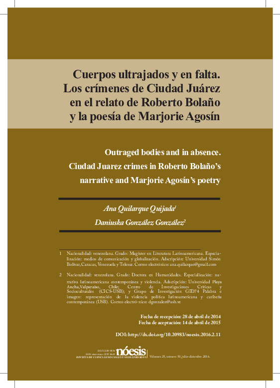 (PDF) Outraged bodies and in absence. Ciudad Juarez crimes in Roberto ...