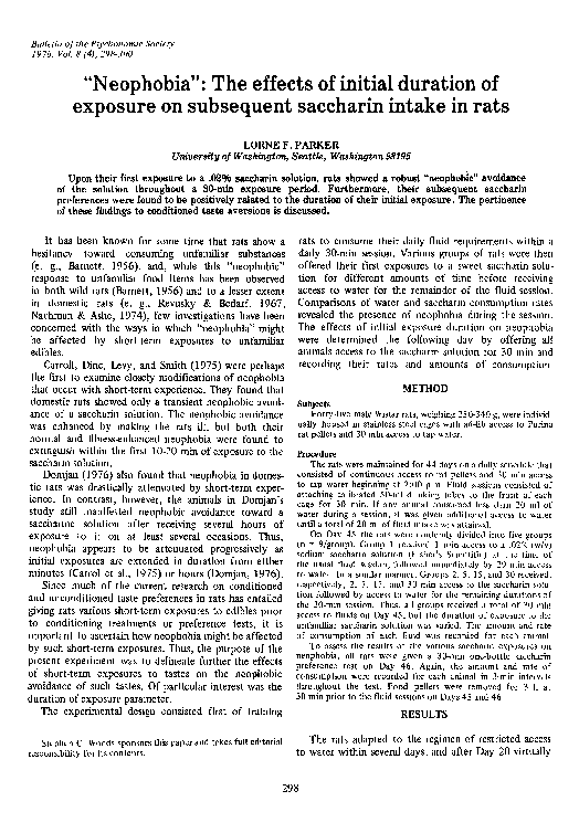 (PDF) “Neophobia”: The effects of initial duration of exposure on ...