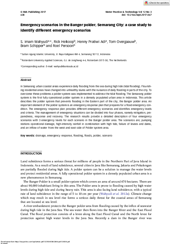 (PDF) Emergency scenarios in the Banger polder, Semarang City: a case ...