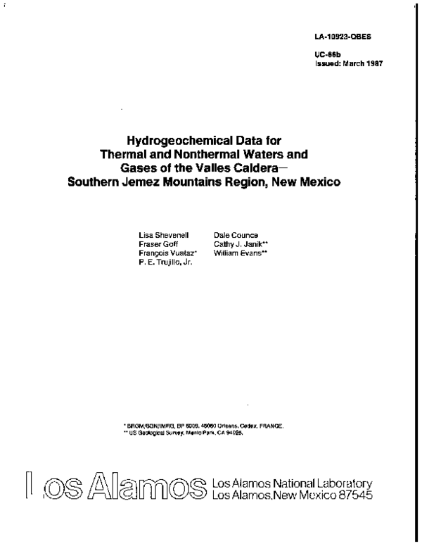 (PDF) Hydrogeochemical data for thermal and nonthermal waters and gases ...
