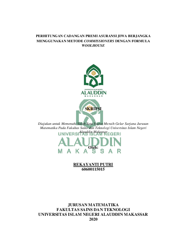 (PDF) Perhitungan Cadangan Premi Asuransi Jiwa Berjangka Menggunakan ...