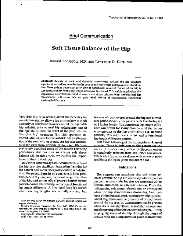 (PDF) Soft tissue balance of the hip | Donald Longjohn - Academia.edu