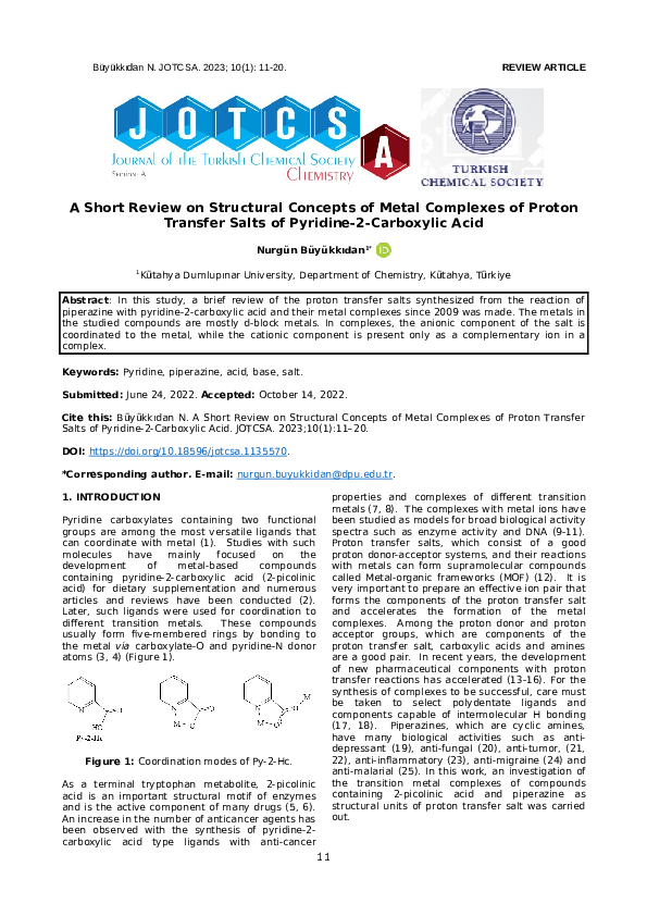 (PDF) A Short Review on Structural Concepts of Metal Complexes of ...