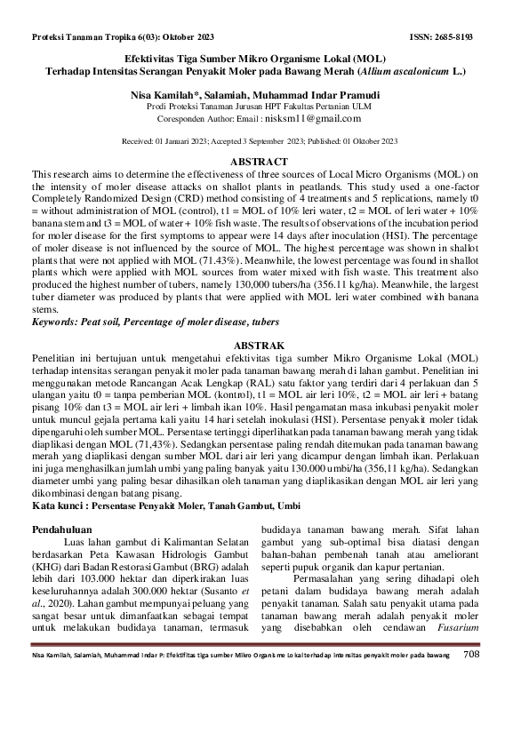 (PDF) Efektivitas Tiga Sumber Mikro Organisme Lokal (MOL) Terhadap Intensitas Serangan Penyakit ...