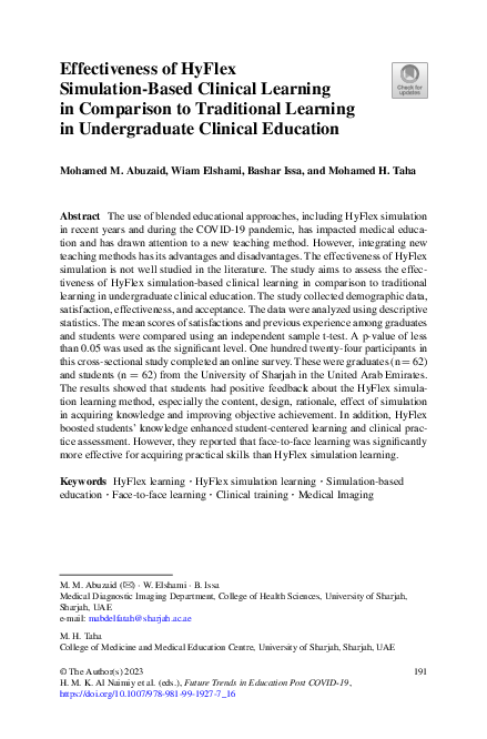 (PDF) Effectiveness of HyFlex Simulation-Based Clinical Learning in ...
