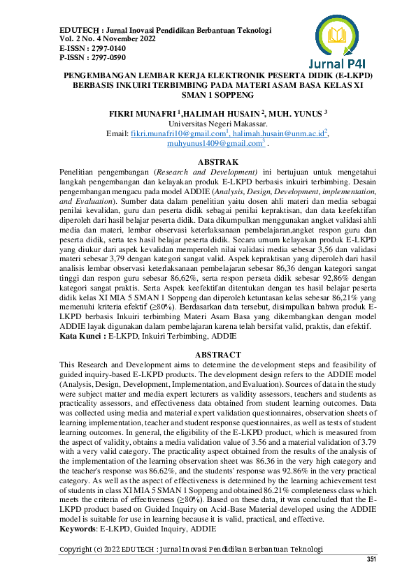 (PDF) Pengembangan Lembar Kerja Elektronik Peserta Didik (E-LKPD) Berbasis Inkuiri Terbimbing ...