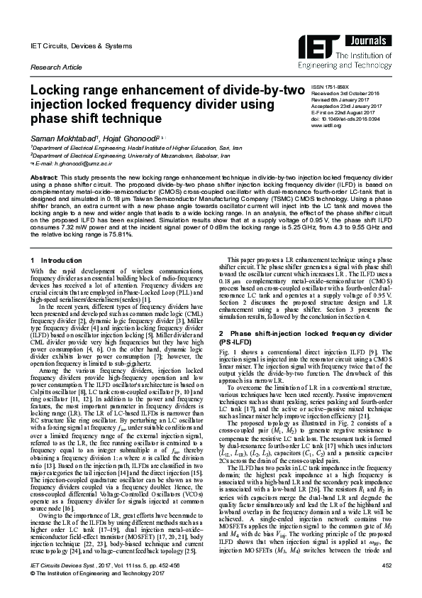 (PDF) Locking range enhancement of divide‐by‐two injection locked ...