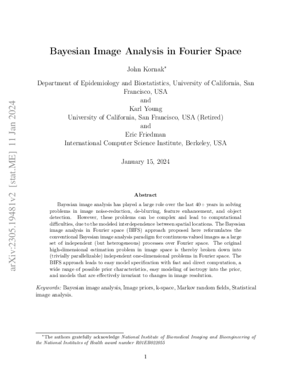 (PDF) Bayesian Image Analysis in Fourier Space
