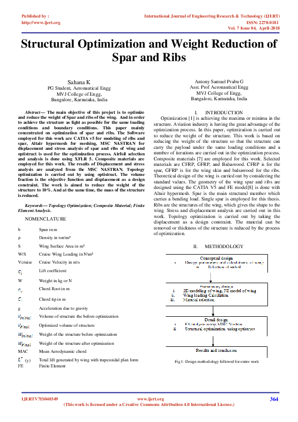 (PDF) Structural Optimization and Weight Reduction of Spar and Ribs