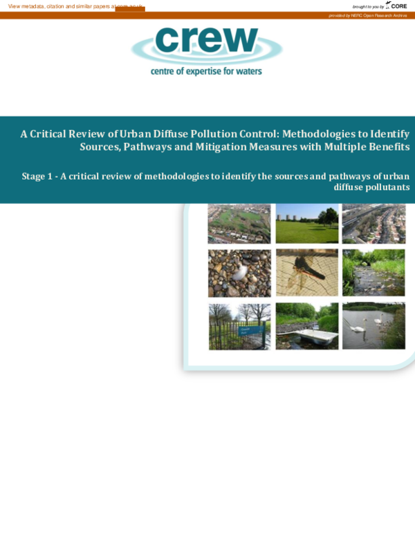 (PDF) Research summary. A critical review Of urban diffuse pollution ...
