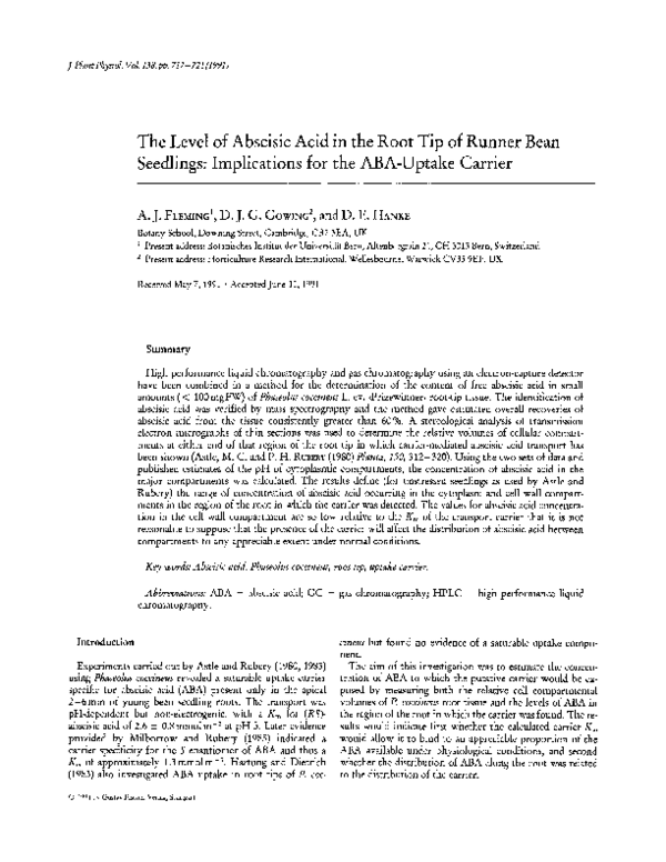 (PDF) The Level of Abscisic Acid in the Root Tip of Runner Bean ...