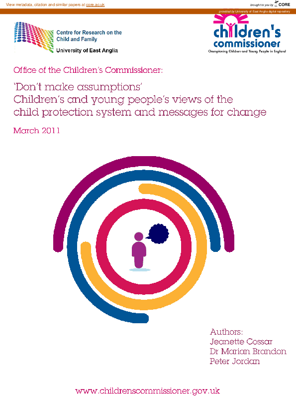 (PDF) Don't make assumptions': Children's and young people's views of ...