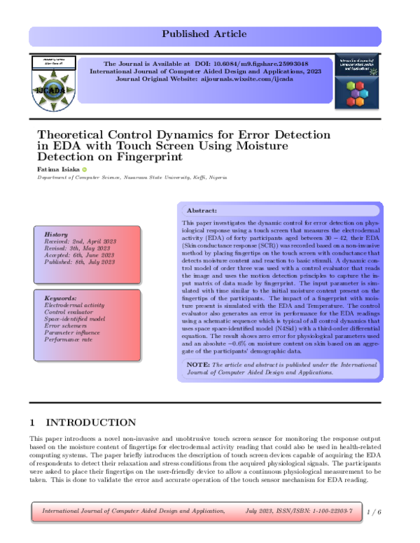 (PDF) Theoretical Control Dynamics for Error Detection in EDA with ...