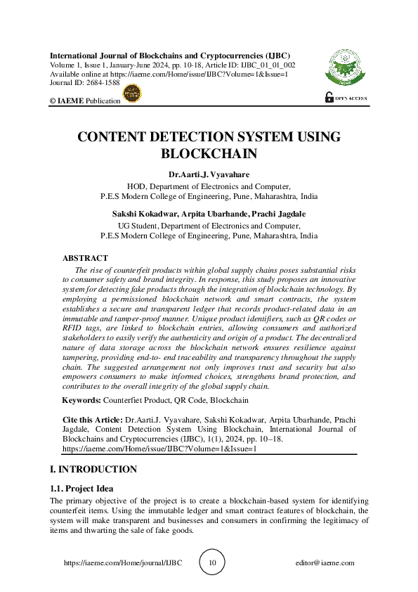 (PDF) CONTENT DETECTION SYSTEM USING BLOCKCHAIN