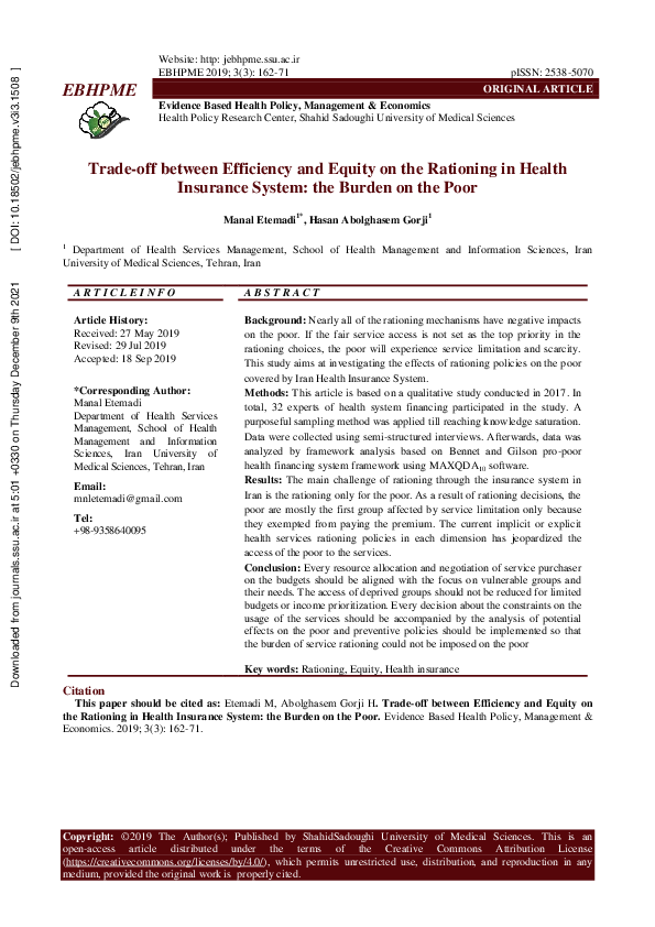 (PDF) Trade-off between Efficiency and Equity on the Rationing in ...
