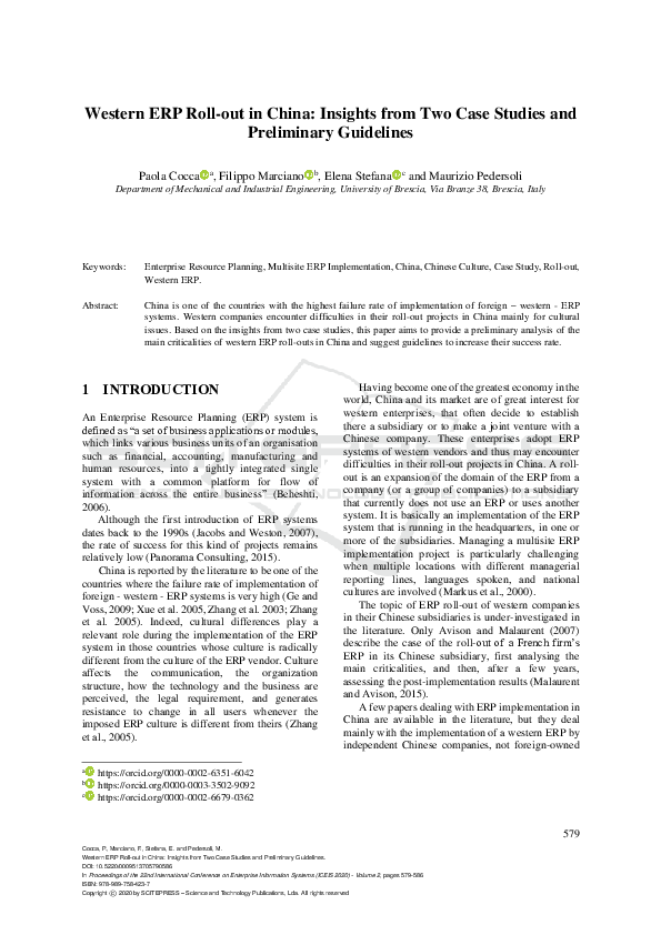 (PDF) Western ERP Roll-out in China: Insights from Two Case Studies and ...