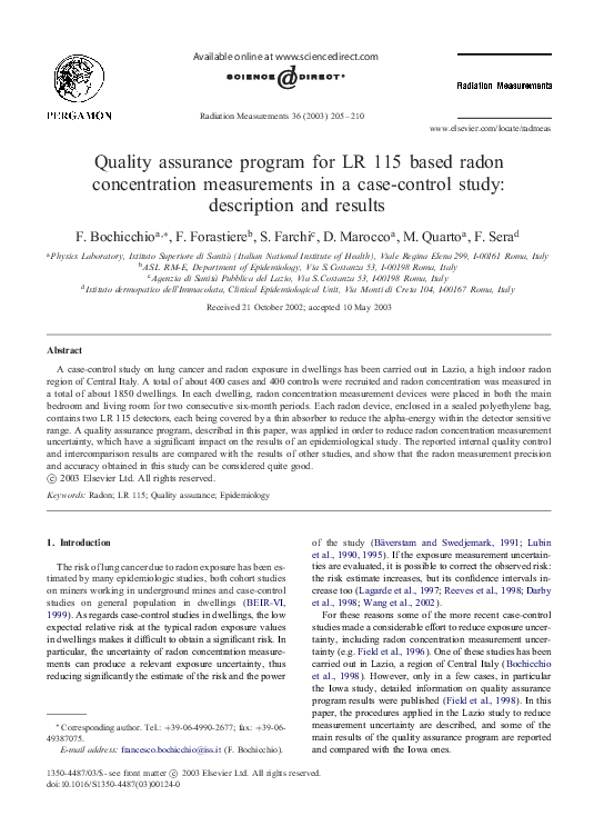 (PDF) Quality assurance program for LR 115 based radon concentration ...