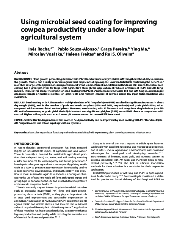 (PDF) Using microbial seed coating for improving cowpea productivity ...