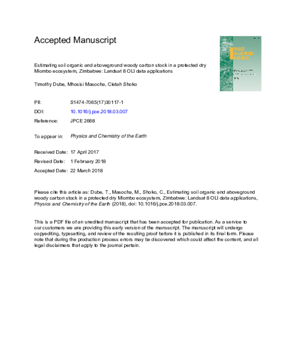 (PDF) Estimating soil organic and aboveground woody carbon stock in a ...