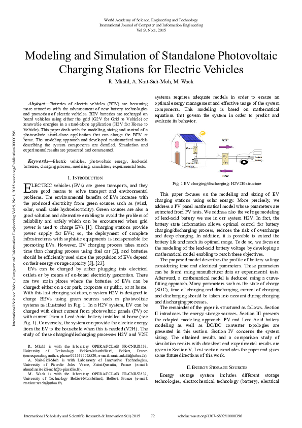 (PDF) Modeling and Simulation of Standalone Photovoltaic Charging ...