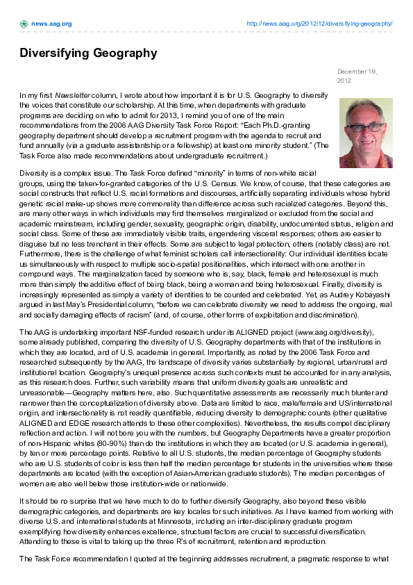 (PDF) Diversifying Geography (PDF) Diversifying Geography