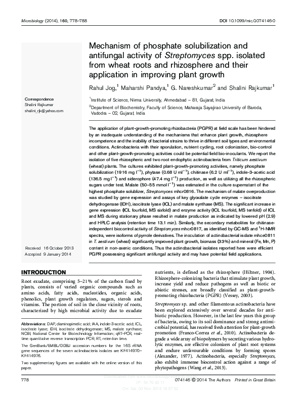 (PDF) Mechanism of phosphate solubilization and antifungal activity of Streptomyces spp ...