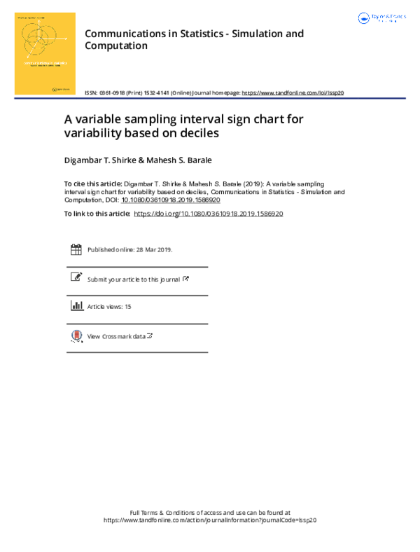 Pdf A Variable Sampling Interval Sign Chart For Variability Based On