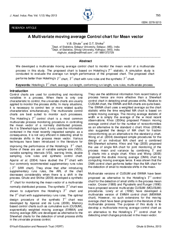(PDF) Multivariate Moving Average Control Chart for Process Variability