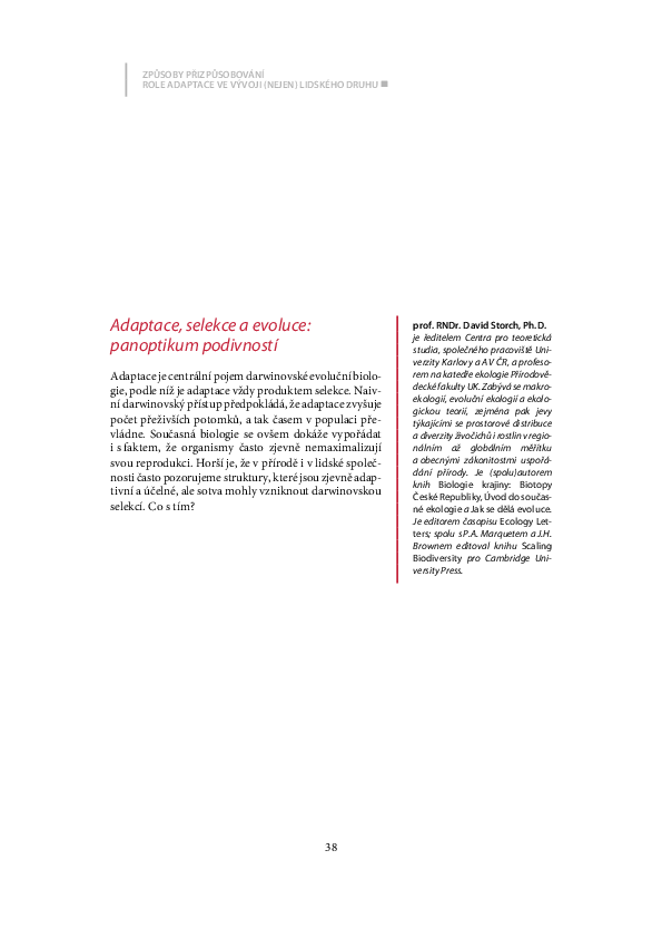 (PDF) Adaptace, selekce a evoluce: panoptikum podivností