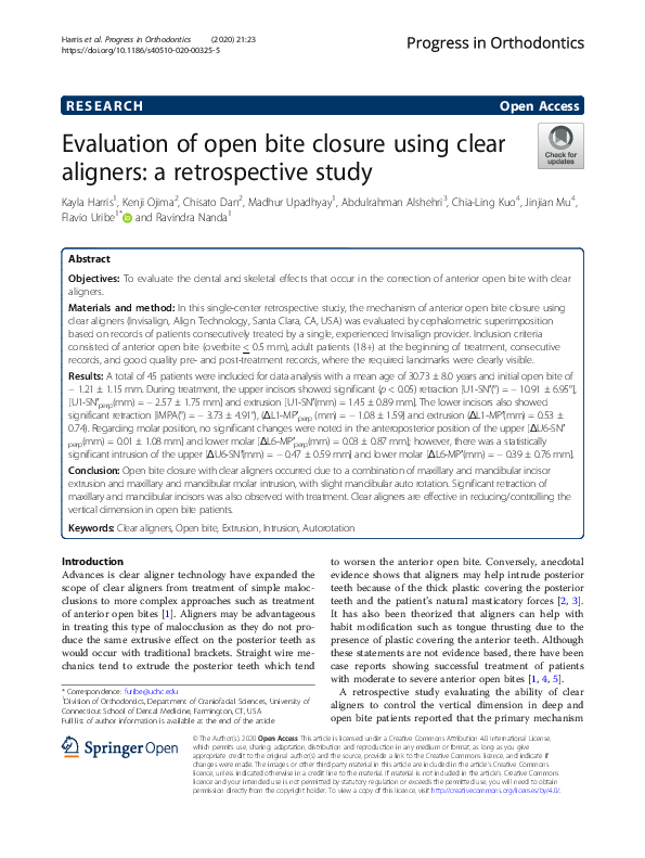 (PDF) Evaluation of open bite closure using clear aligners: a ...