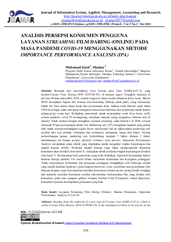 (PDF) Analisis Persepsi Konsumen Pengguna Layanan Streaming Film Daring ...