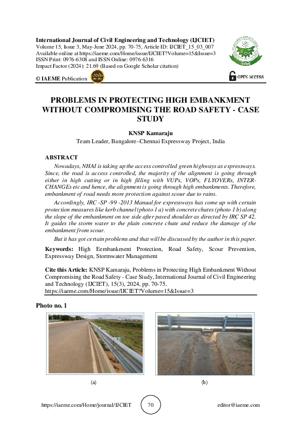 (PDF) PROBLEMS IN PROTECTING HIGH EMBANKMENT WITHOUT COMPROMISING THE ...