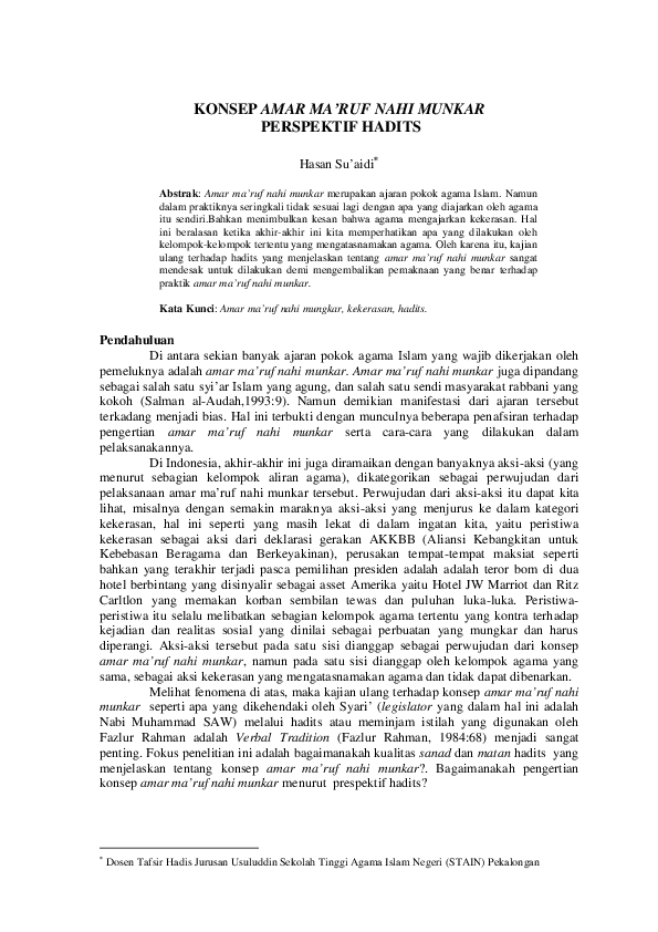 (PDF) Konsep Amar Ma’Ruf Nahi Munkar Perspektif Hadits