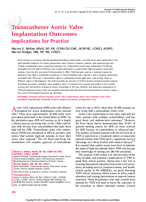 (PDF) Transcatheter Aortic Valve Implantation Outcomes | Mer Mahilum - Academia.edu