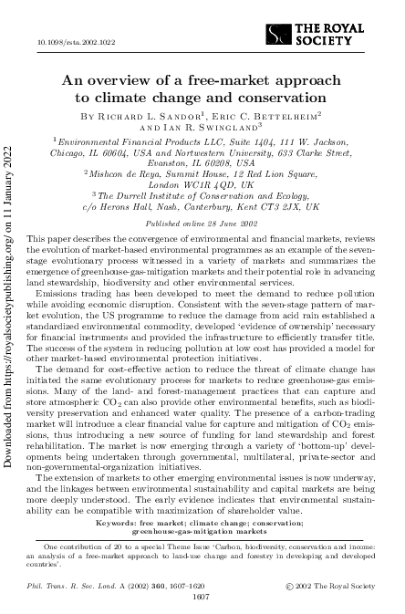 (PDF) An overview of a free–market approach to climate change and ...