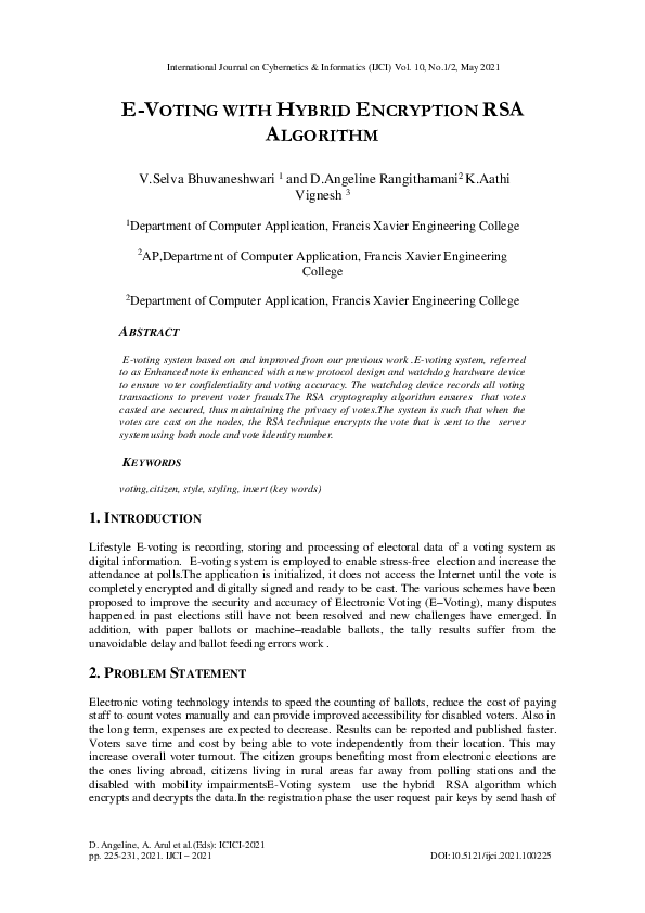 (PDF) E-Voting with Hybrid Encryption RSA Algorithm